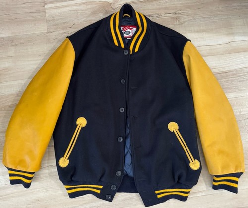 Vintage Late Show David Letterman Wool/Leather Varsity Jacket Large Ebbets Field | eBay