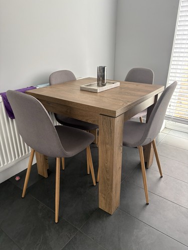 JYSK Dining table VEDDE 80x80/160 wild dark oak + 4 Chairs | eBay UK