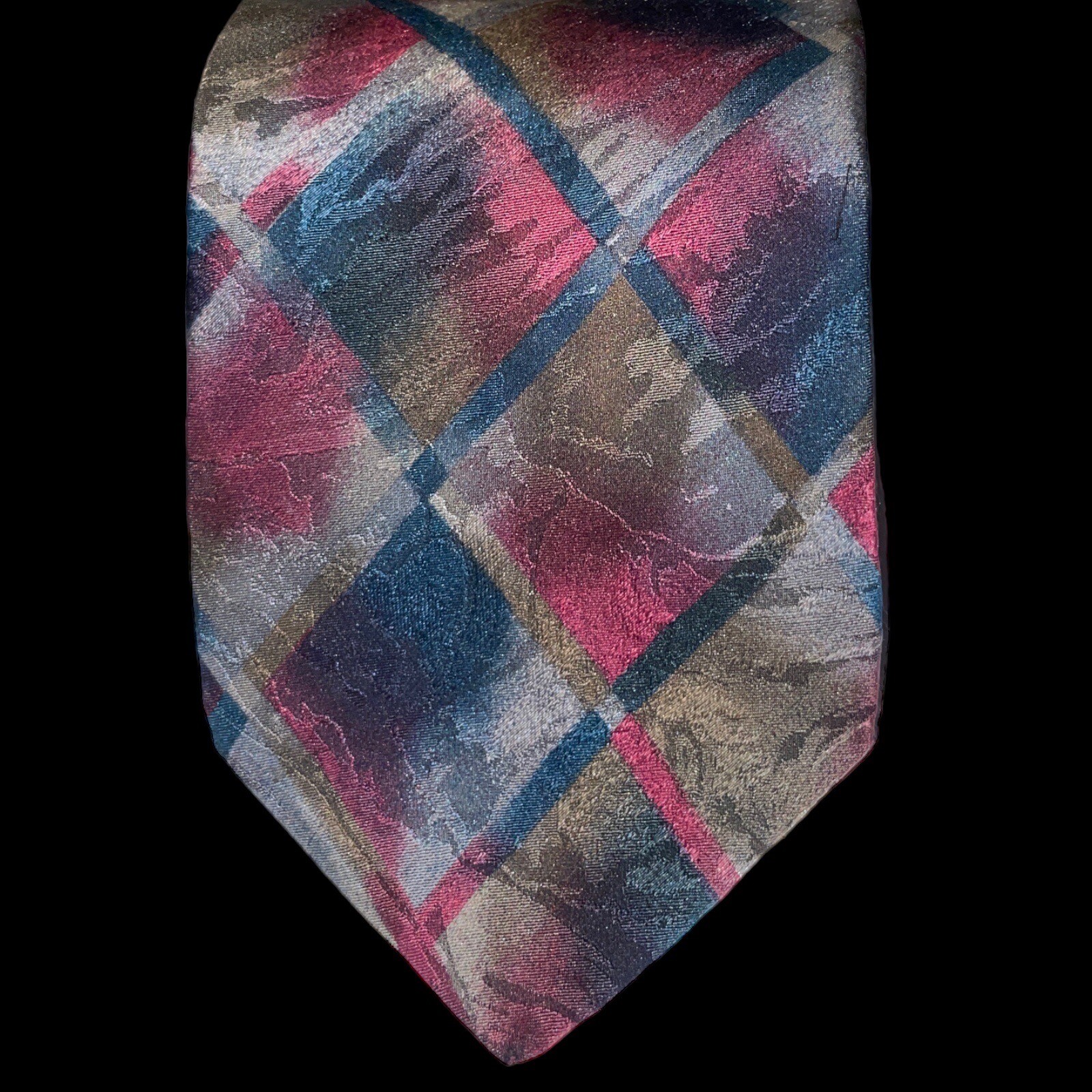 Vintage Pierre Balmain Watercolor Tie Diamond Pattern… - Gem