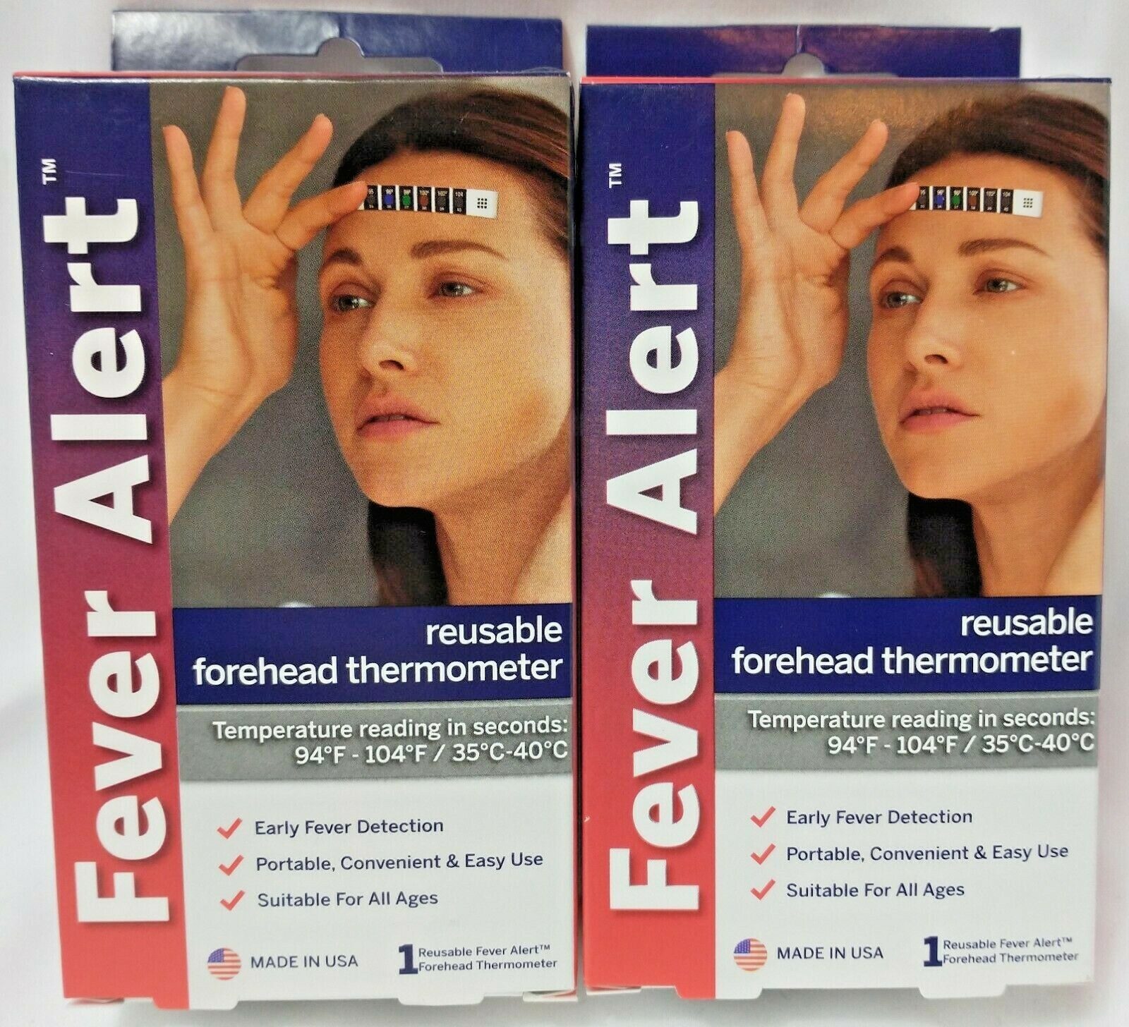 2 Fever Alert Reusable Forehead Thermometer Strips Made in USA | eBay