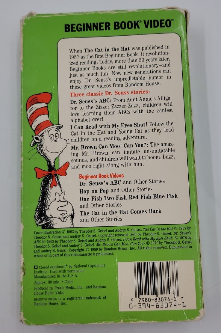DR. SEUSS'S ABC BEGINNER BOOK VIDEO VHS Vintage 1989 OOP + 2 More ...