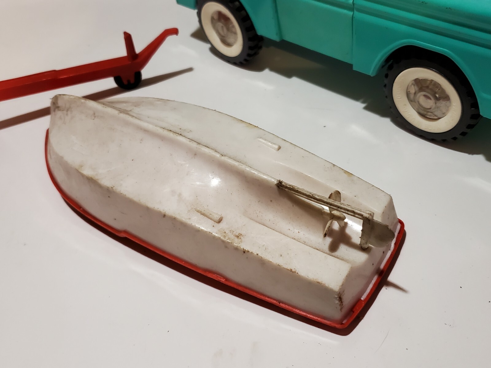 Vintage Structo Camper Truck & Boat w/ Trailer Pressed Steel Toy # 304 ...