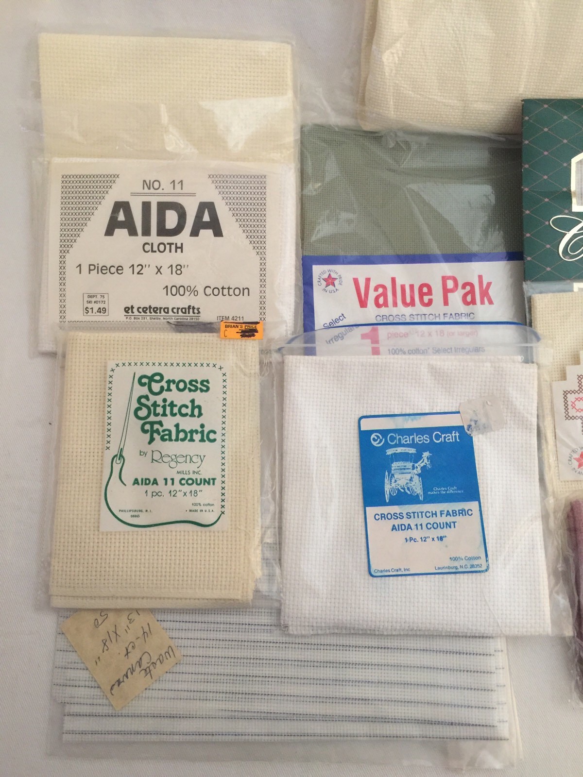 Aida Fabric Cloth 12 Piece Lot 11 14 18 Count & Waste Canvas Lot A | eBay