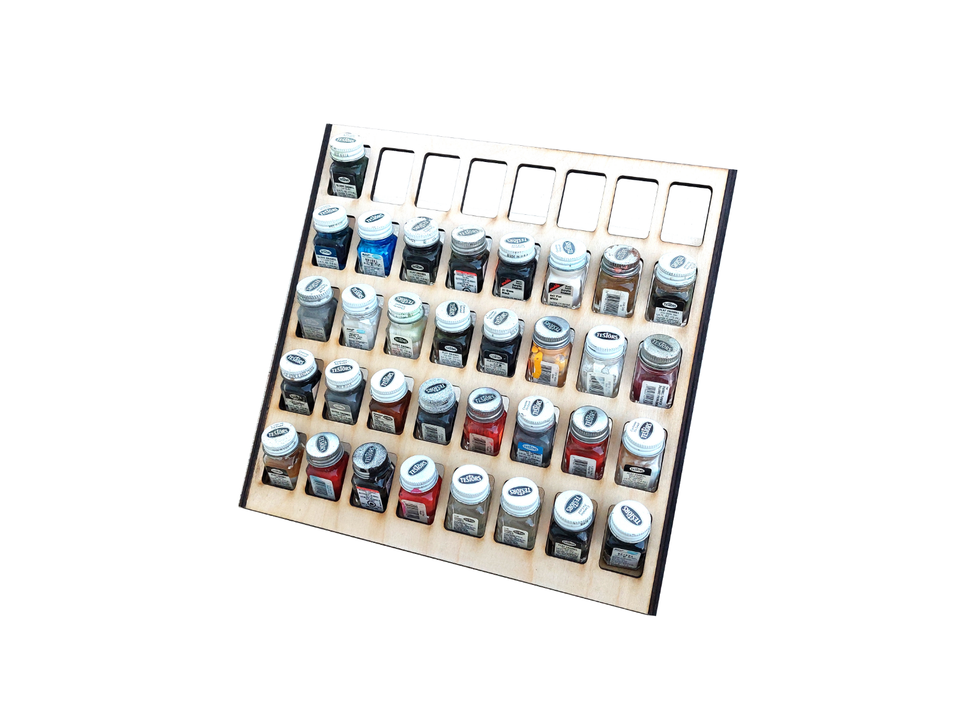 ENAMEL / ACRYLIC PAINT RACK FOR TESTORS SQUARE BOTTLES HOLDS 40 PAINTS ...