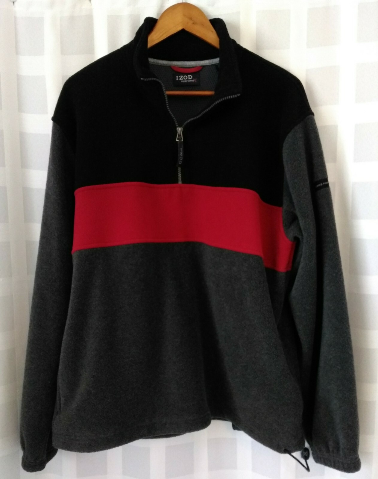 IZOD PerformX Black, Gray & Red Fleece 1/4 Zip Pullover Shirt Men's ...