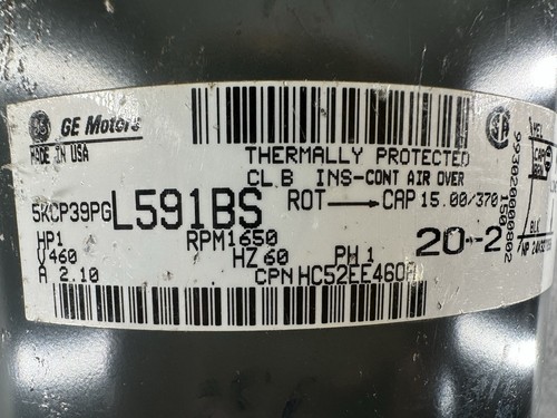 GE MOTORS 5KCP39PG - HP 1, 460V, 2.10A, PH1, 1650RPM Electric Motor ...