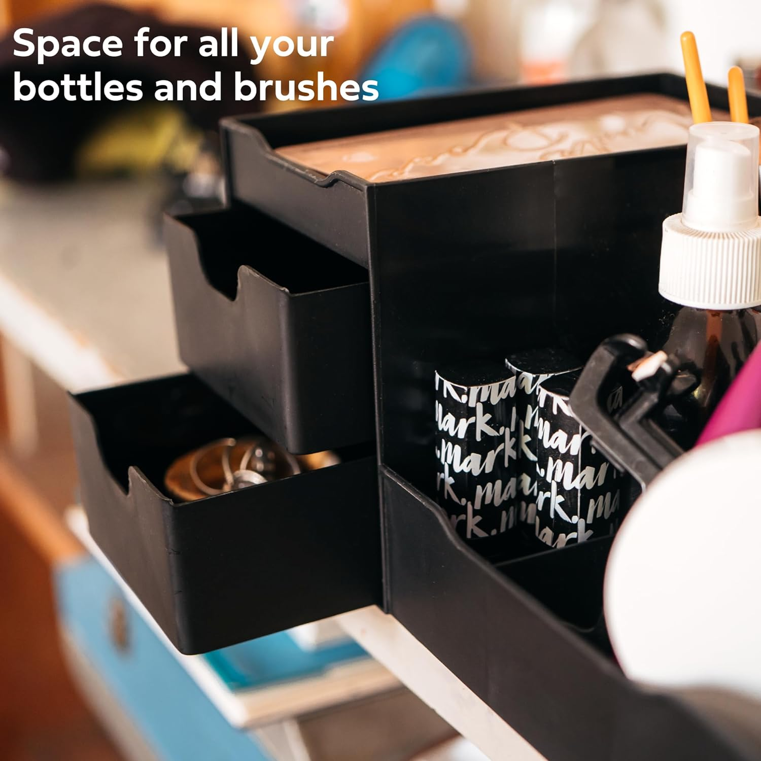 Stylish Black Vanity Organizer with Drawers for Men's Grooming ...