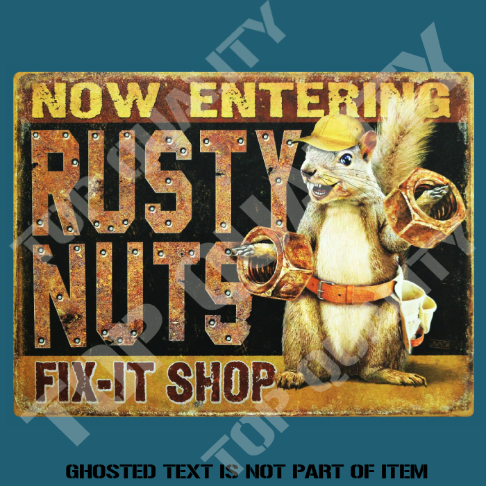 RUSTY NUTS GARAGE DECAL STICKER VINTAGE AMERICANA HOT ROD RAT ROD ...