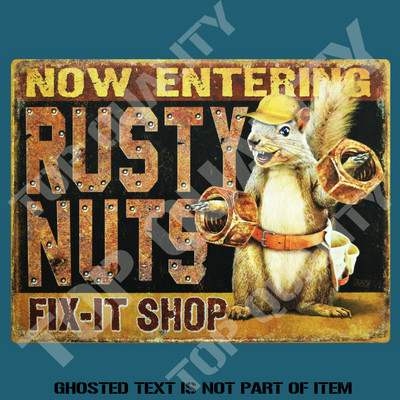 RUSTY NUTS GARAGE DECAL STICKER VINTAGE AMERICANA HOT ROD RAT ROD ...
