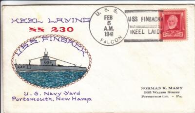 1941, USS Finback, SS-230, Keel Laying, Gow Ng Cachet (N1899) | eBay
