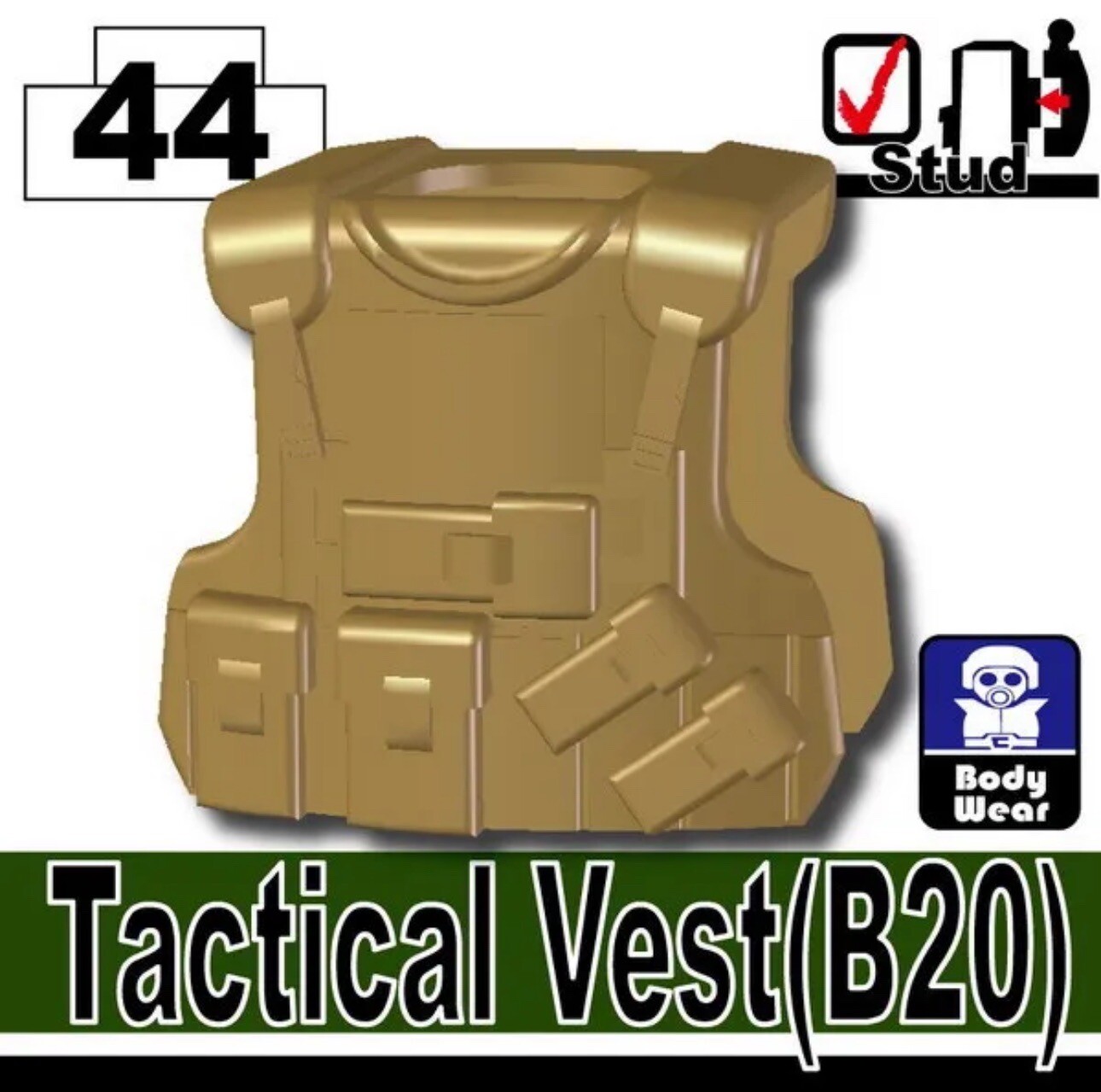 Dark Tan B20 Tactical Army Vest compatible with LEGO toy brick ...