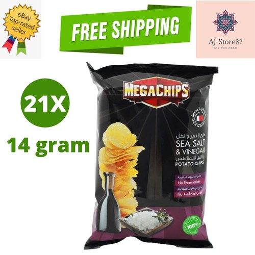 Pack de 21 x méga chips de pommes de terre saveur sel et vinaigre (14 ...