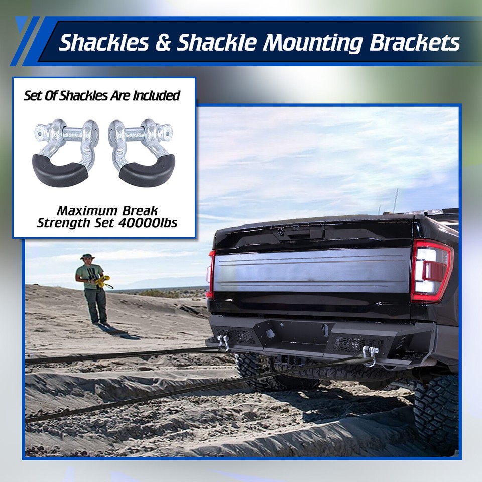 Rear Bumper For 2021 2022 2023 Ford F-150 w/LED Lights Integrated steps ...