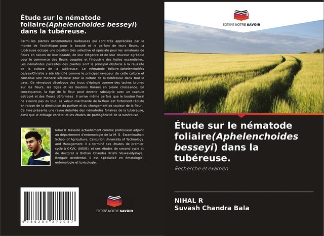 Étude sur le nématode foliaire(Aphelenchoides besseyi) dans la tubéreuse. von Nihal R (2021 ...