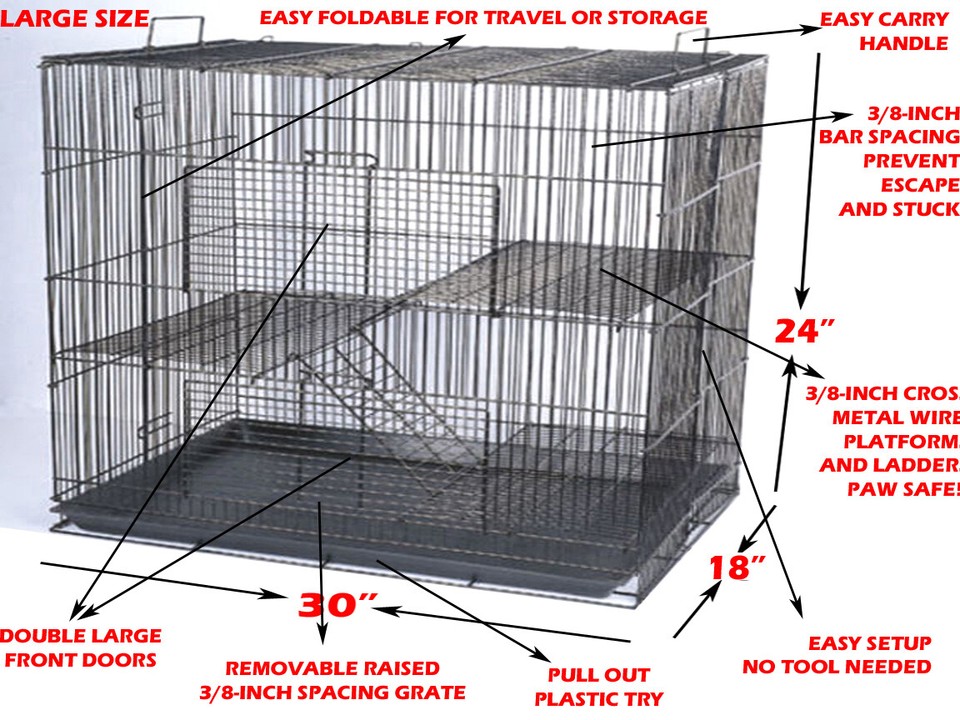 LARGE Tight Wire Space Animals Chew-Proof Cage Hamster Ferret Rat Mice ...