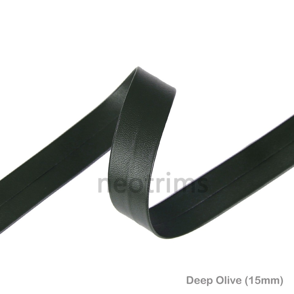 Faux Leather Bias Binding PU Tape Trim Ribbon Strap 10mm 15mm 20mm 25mm ...
