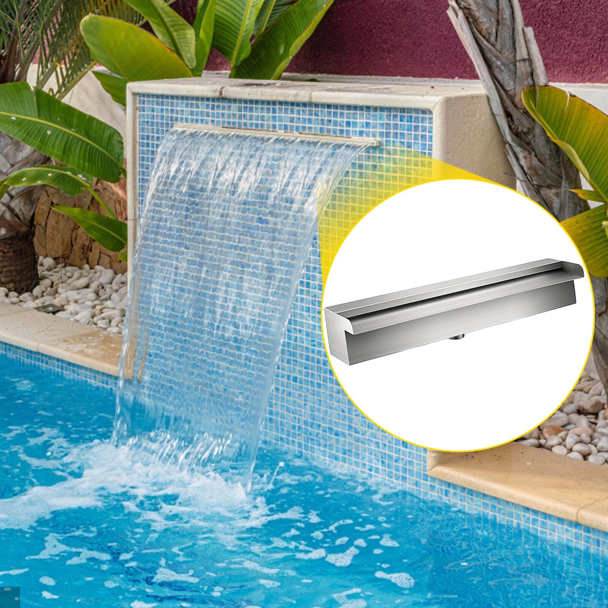 Cascading Waterfall Spillway Water Feature Stainless Steel Spillway