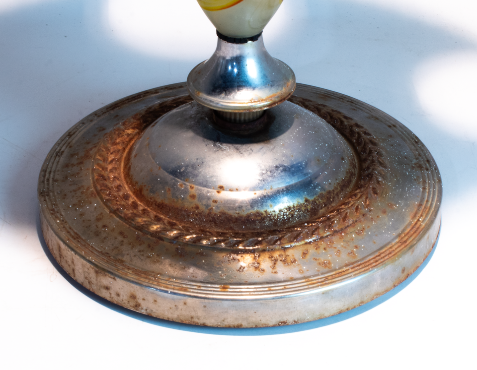 Vintage Art Deco Slag Glass Lighted Smoking Stand Chrome Finish As Is ...