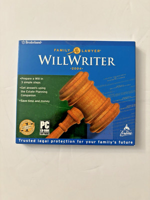 WillWriter 2004 Broderbund Vintage Will Writing Software CD Windows XP ...