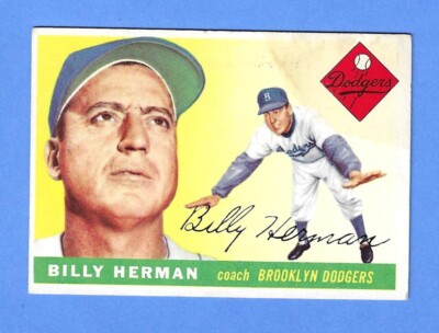 1955 Topps Baseball Card #19 BILLY HERMAN Brooklyn Dodgers COACH POOR ...