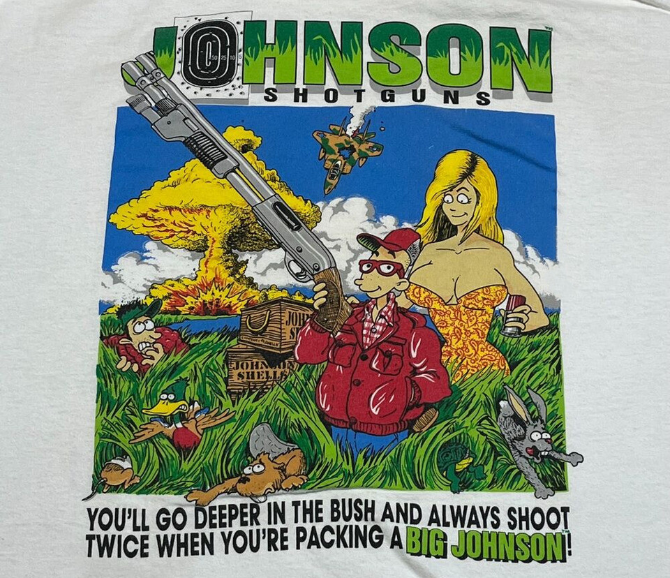 Funny Big Johnson Shotguns T-Shirt White Short Sleeve All sizes S-5XL ...