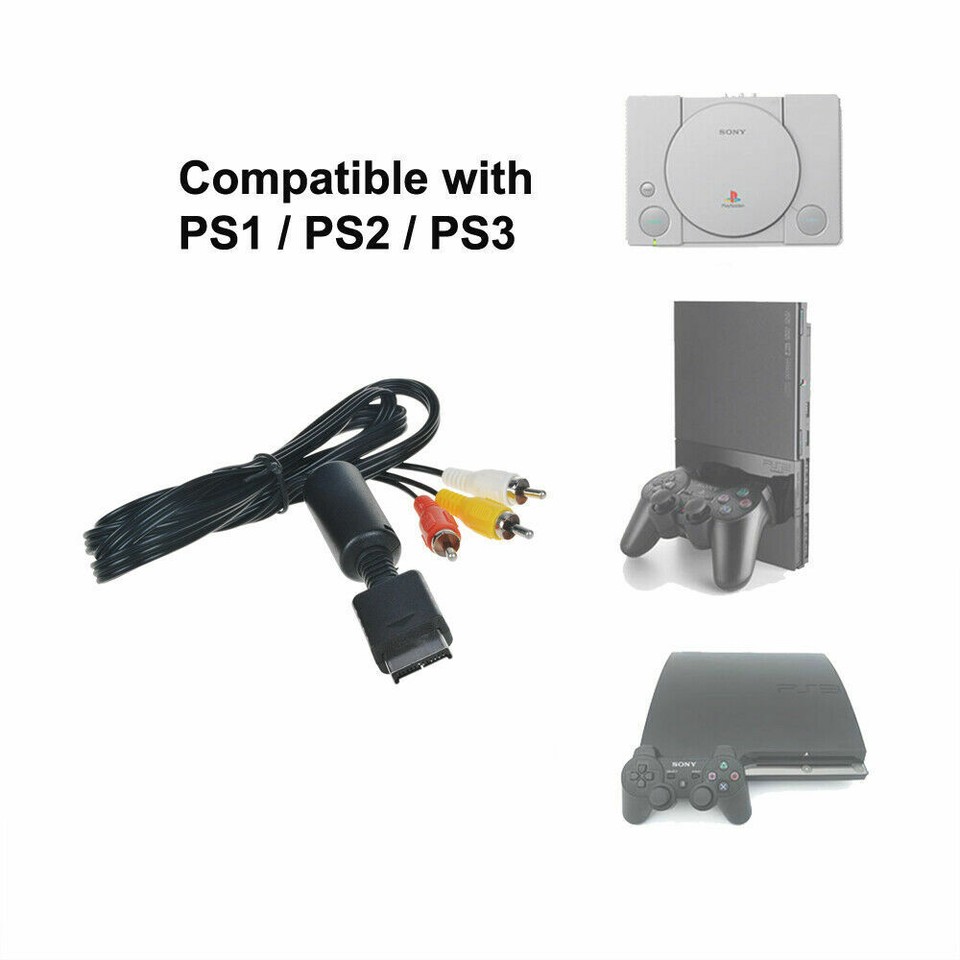 6FT RCA to AV Audio Video Wire Cable TV Lead for Sony Playstation PS2 ...