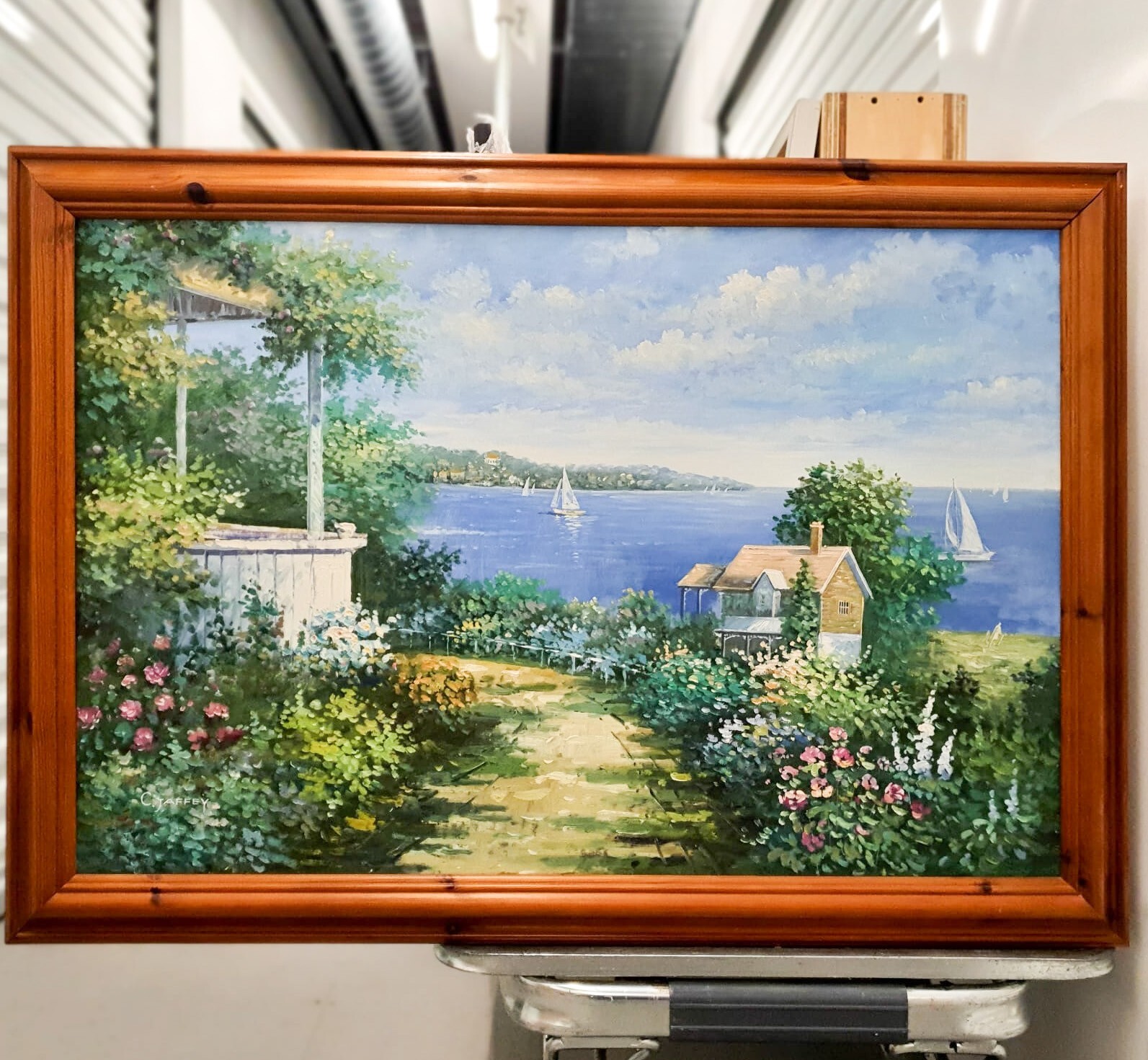 C. Jaffey Signed - Large Size Sea Latitude with boats Framed Oil ...