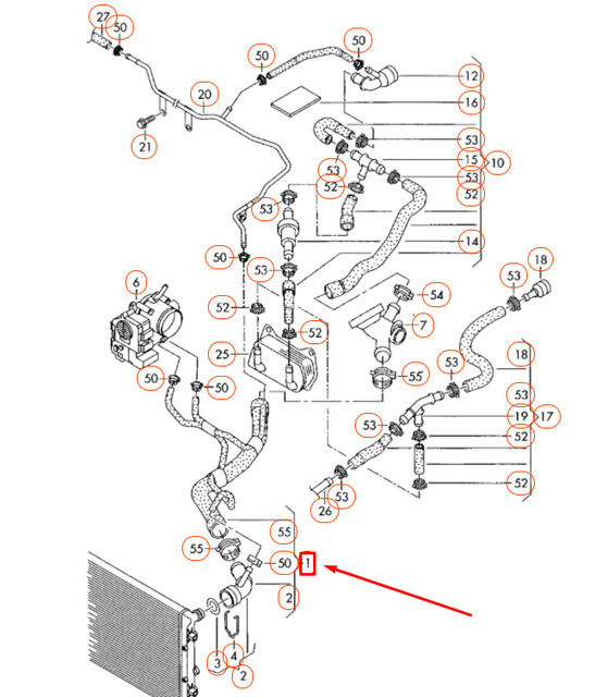 Volkswagen of America 5C0122101J Hoses and Pipes - Radiator Coolant ...
