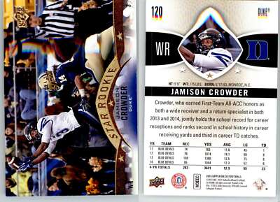 Jamison Crowder 2015 Upper Deck Star Rookie #120 Duke Commanders RC | eBay
