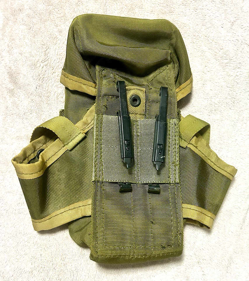 GREEN MILITARY TRIPLE 30 ROUND RIFLE MAGAZINE POUCH WITH MOLLE / ALICE ...