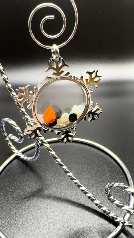 Snowman ready for Magic! Gemstone Snowflake Locket -Opal Carnelian Onyx ...