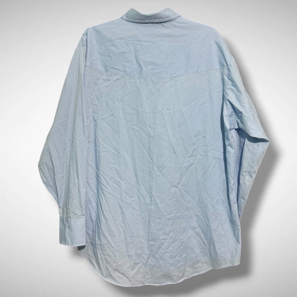 Ely Cattleman Shirt Mens XL Long Sleeve Solid Blue Pearl Snap Western ...