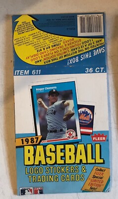 1987 Fleer Baseball Card Wax Box~EMPTY~K.Puckett, G.Brett, J.Barfield ...