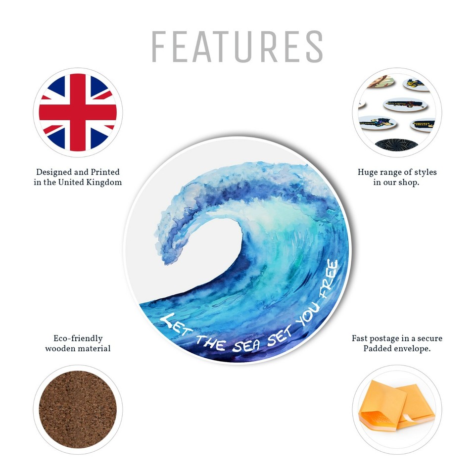 1 x Wave Dive Sea Scuba Diving - Round Coaster Kitchen Student Kids ...