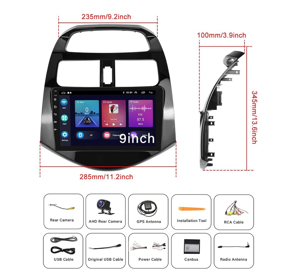 For Chevrolet Spark 2013-2015 9" Car Stereo Apple CarPlay Android 12 ...