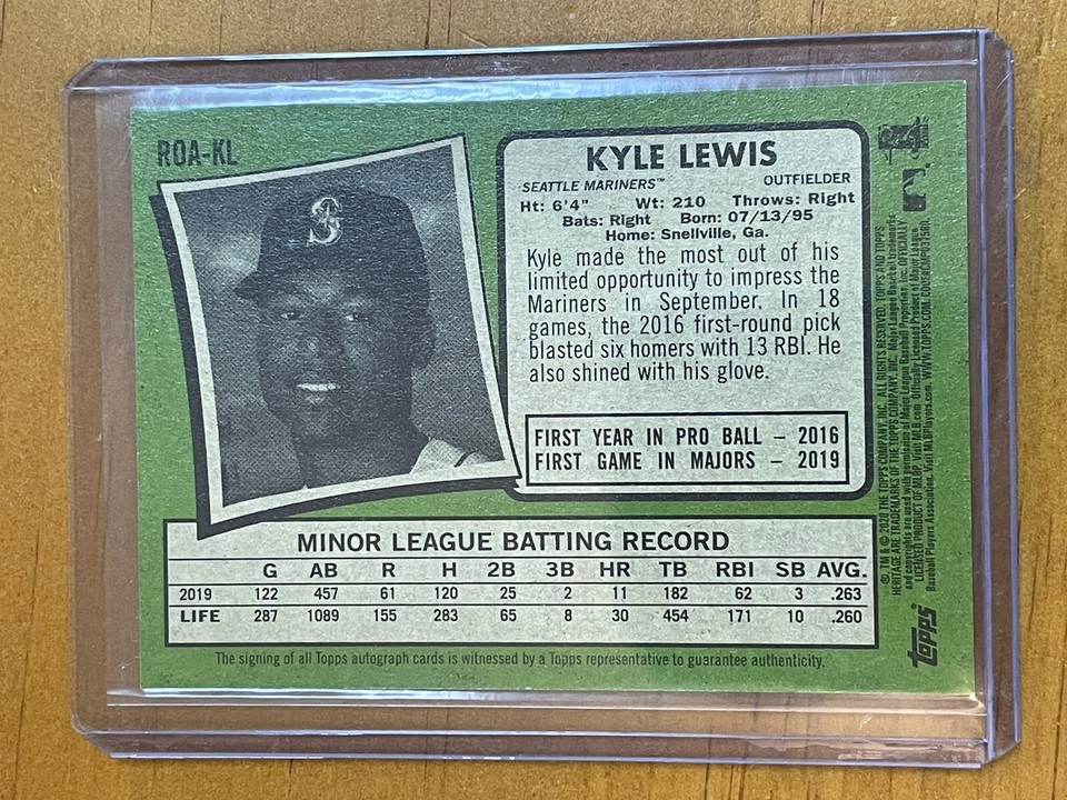 Kyle Lewis 2020 Topps Heritage Certified Auto Mariners ROA-KL | eBay