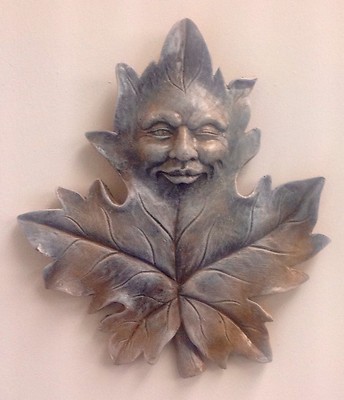 Antique Finished Maple Green Man Forest God Face Mask Wall Home Garden ...