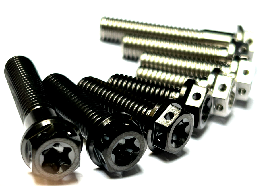 EURO STYLE FLANGED M8x30 DUAL DRIVE TITANIUM RACE SPEC BOLTS SCREWS NO ...