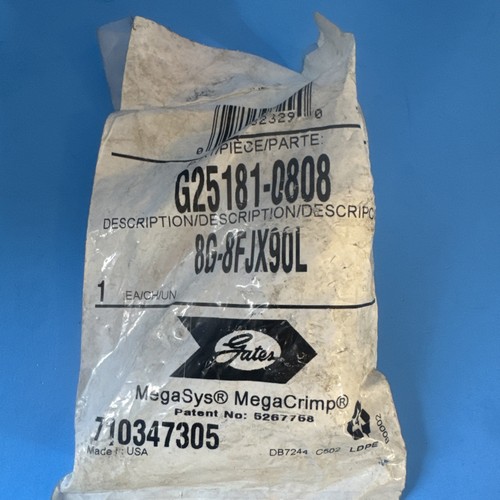 Gates G25181-0808 Hydraulic Fitting 8G-8FJX90L Mega Crimp Fitting New ...