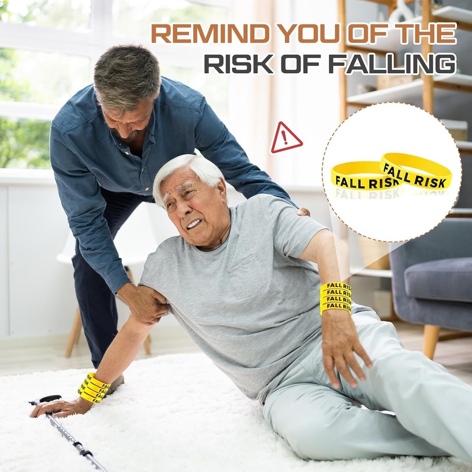 Sumind 12 Pcs Fall Risk Bracelet Emergency Alert Wristband for Elderly ...