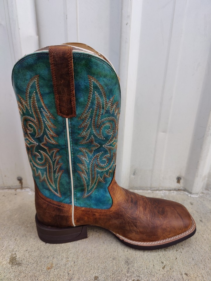 Ariat Wild Thang Mens Size 12 D Brown Green Leather Square Toe Cowboy ...