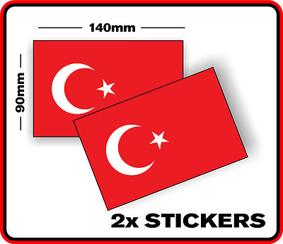 TURKEY COUNTRY TURKISH FLAG STICKER DECAL x2 BUMPER CAR WINDOW VINYL ...