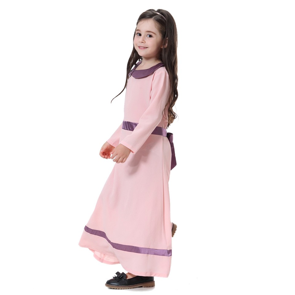 Kids Muslim Girls Long Maxi School Dress Long Sleeve Abaya Islamic Arab ...