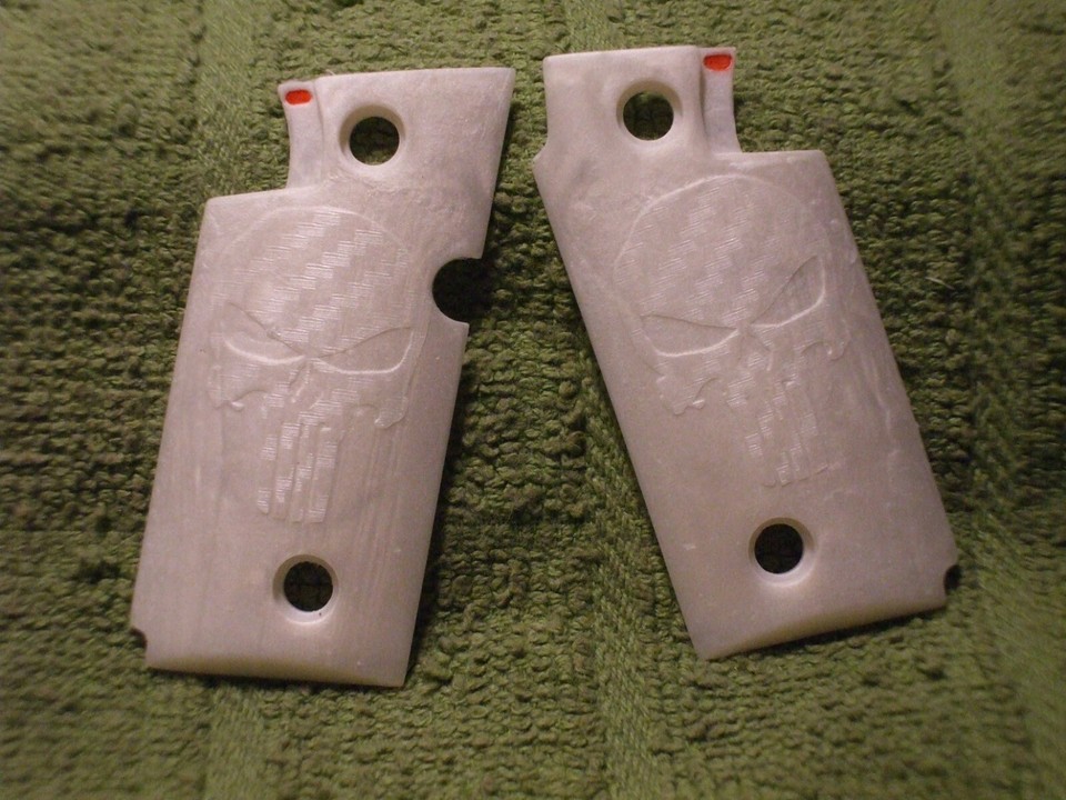 Custom Grips Springfield Armory 911 Raised Skull Pearl White (Ambi ...