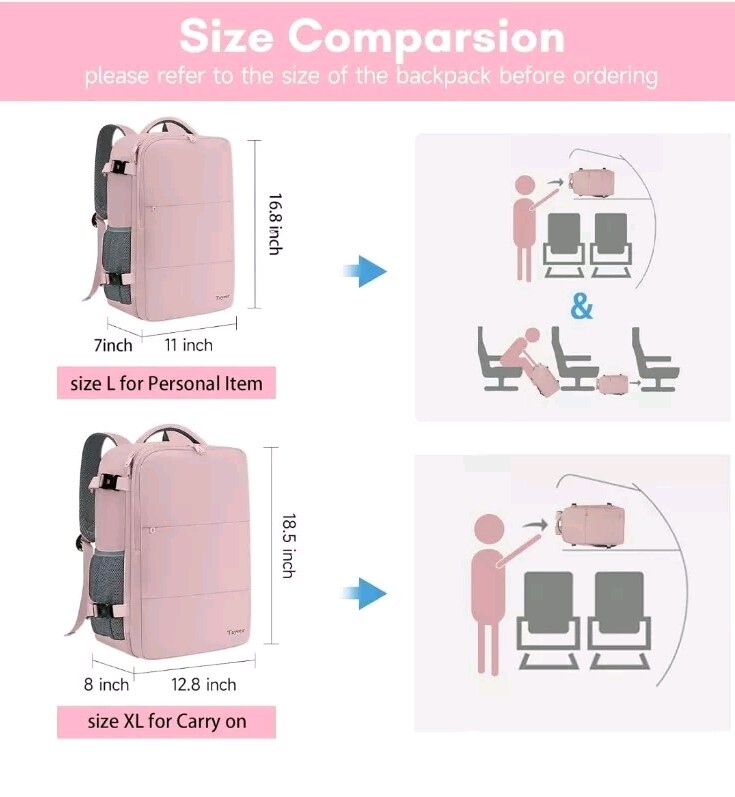 Women's Travel Backpack with USB Charging Port, Laptop & Shoe Pouch ...