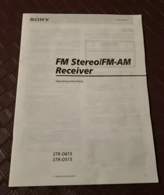Vintage 1994 OEM Sony STR-D615 STR-D515 FM Stereo AM FM Receiver Manual ...