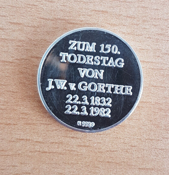 Gedenk-Medaille an Johann Wolfgang v Goethe z. 150. Todestag PP Feinsilber 999 | eBay.de