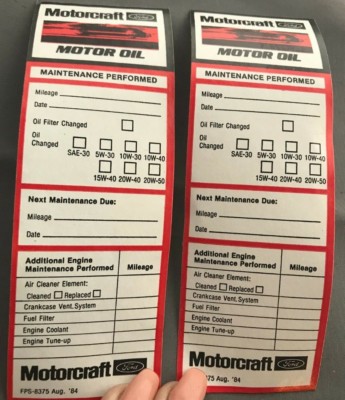 NOS Original 1965 1966 1967 1968 1969 1970 Oil change door sticker ...