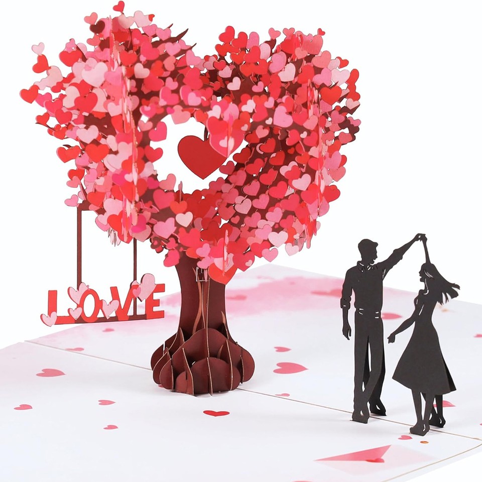 Charming Heart Design Card Unique Slide-out Note Romantic 3d Love Tree ...