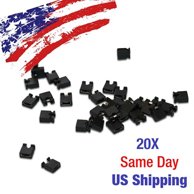Black 2.54mm Standard Circuit Board Computer Jumper Cap Shunt 20PCS USA ...